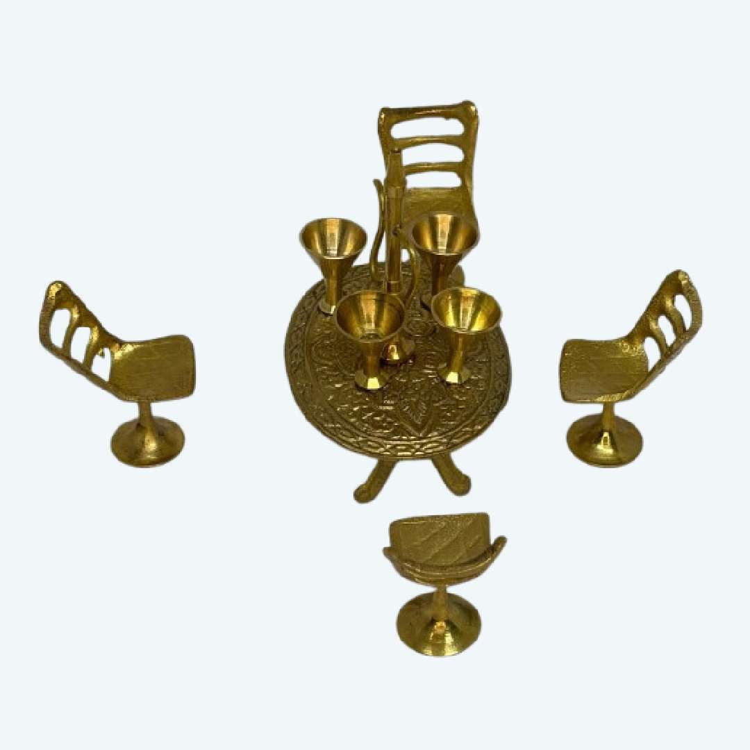Brass Miniature Dining Table Chair Set – Bricks and Blocks